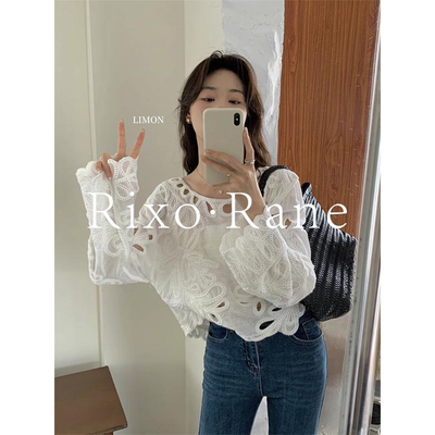 法国Rixo Rane ⭐法式高级感镂空蕾丝刺绣长袖衬衫女秋款宽松小衫