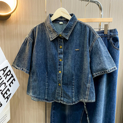 大码女装遮肉牛仔开衫外套女