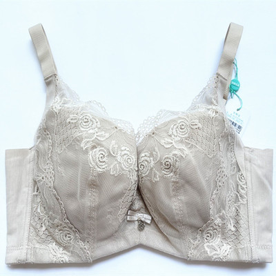 品牌蕾丝100%纯棉内里薄杯舒适软钢圈文胸罩聚拢上托女士内衣2096