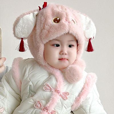 婴儿秋冬季毛绒卡通帽子