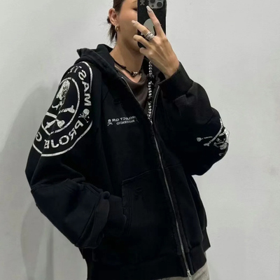 GRAILZ骷髅拼接拉链外套