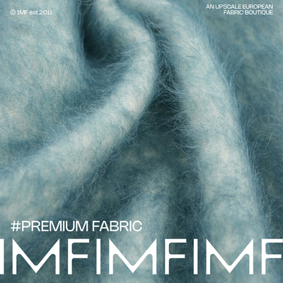 AGN羊驼初剪羊毛混纺蓝色外套大衣面料宽150CM 707G/M