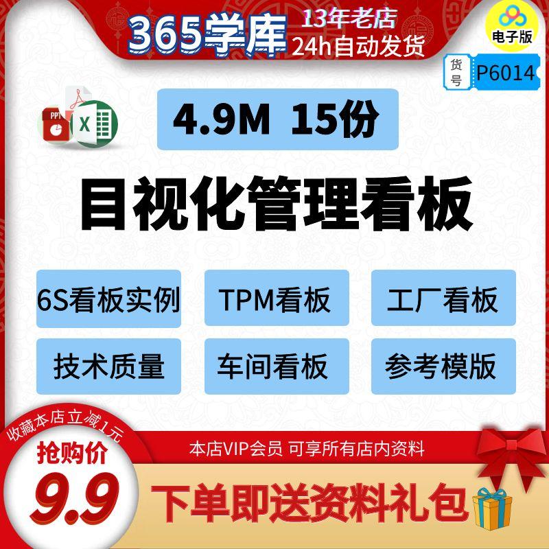 工厂目视化管理看板车间6S实例TPM看板技术质量上墙数据模版参考_虎窝淘