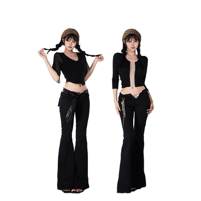 PEMPL·漫画腿低腰微喇裤