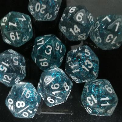 闪粉蓝色透明骰子20面126