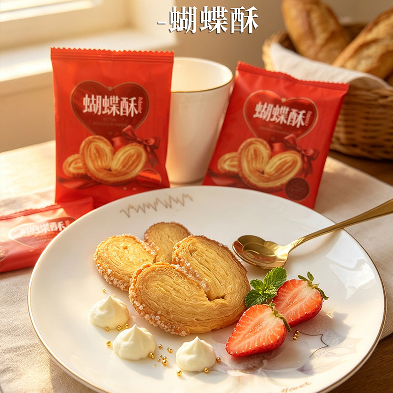 京特黄油蝴蝶酥饼干糕点点心酥脆喜糖伴手礼下午茶休闲办公室零食