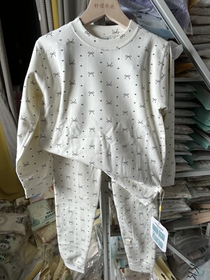 新款舒绒棉A类95 棉5 氨纶纯棉女童儿童秋衣家居服套装舒适无骨