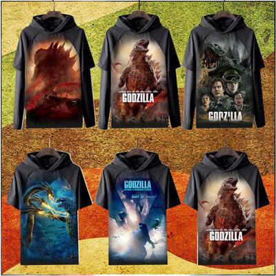 2024新品哥斯拉Godzilla怪兽之王黑色大码长袖短袖T恤儿童装衣服