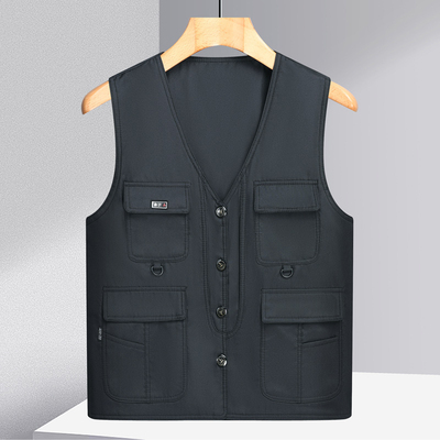 n53春秋装中老年男马甲40背心50爸爸装60岁多口袋工装c01马夹坎肩