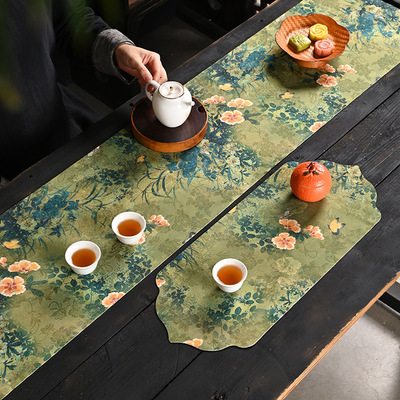 云纱茶席防水禅意高端轻奢茶桌布长条桌旗新中式干泡茶旗茶杯垫子