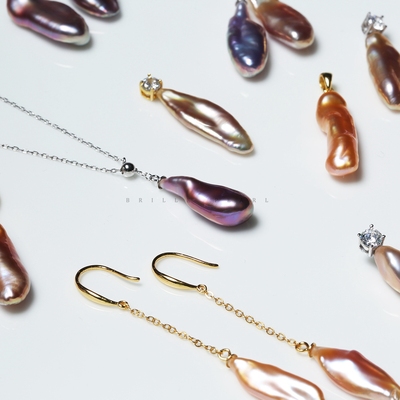 天然色淡水珍珠无核秋叶巴洛克