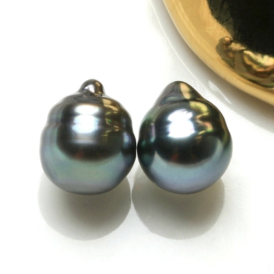 天然海水珍珠7mm螺纹大溪地配对