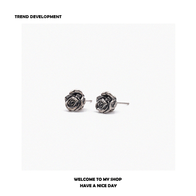 玫瑰花通体925银女耳钉