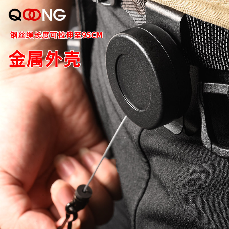 H50机能风高回弹伸缩钢丝绳钥匙扣圈防丢防盗防抢易拉扣_虎窝淘
