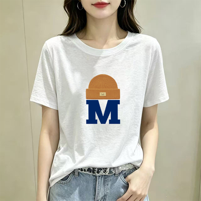 白色雪花棉圆领短袖t恤女装夏季新款时尚休闲大码宽松打底衫上衣