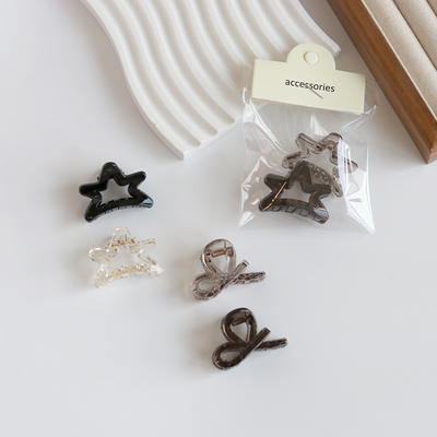 蝴蝶结日常简约五角星半夹后脑勺两边对装抓夹小发抓发饰鲨鱼夹新