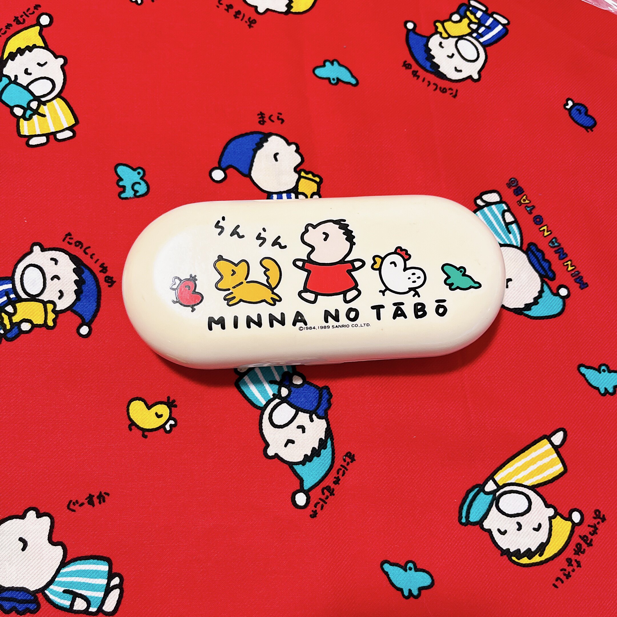 1989中古绝版大口仔树脂古董眼镜盒三丽鸥老标小收纳盒sanrio