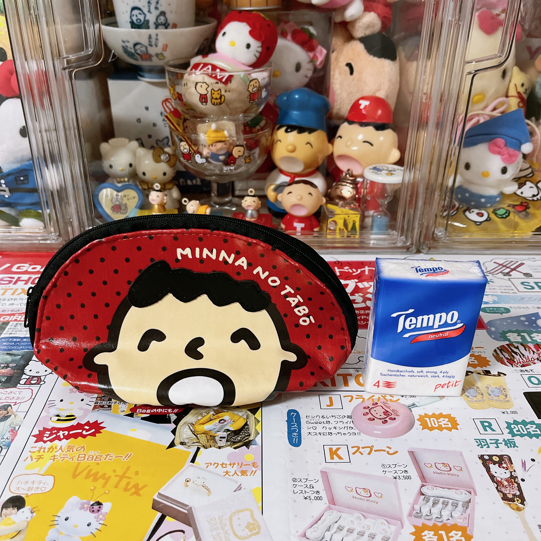 中古大口仔软皮质拉链零钱包收纳袋三丽鸥
