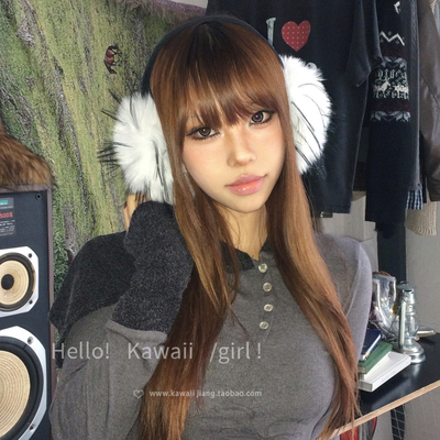 冬日氛围感白色仿貂毛耳罩