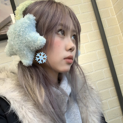 韩系ins撞色五角星耳罩