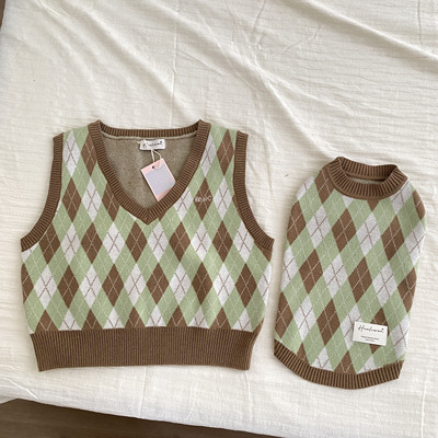 HC原创宠物亲子装针织马甲不起球