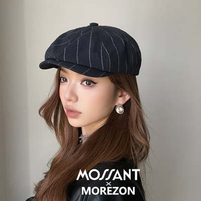 MOREZON【Mossant】26春夏新款潮人时尚休闲百搭斜条纹鸭舌报童帽