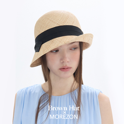 MOREZON【Brown hat Unbalanced Cloche】26春夏草编钟形渔夫帽子