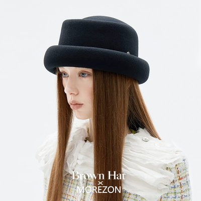 MOREZON【Brown hat Bowie Hat】26秋冬新款潮人精致羊毛毡礼帽女