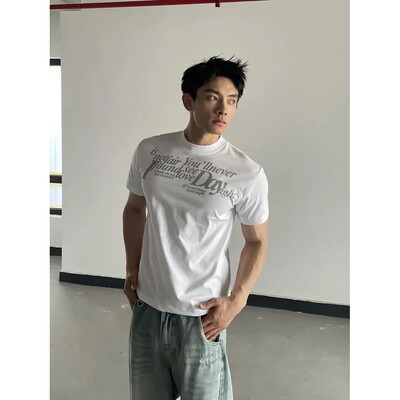 DAY 美式字母正肩显壮短袖休闲boxy版型健身t恤上衣夏季潮牌tee