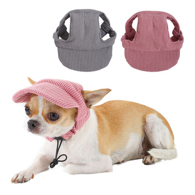 Dog Corduroy Baseball Cap, Adjustable Pet Hat for Puppy Dogs
