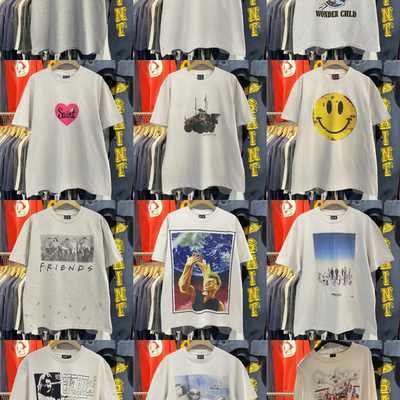 Saint美式复古卡通字母印花短袖T