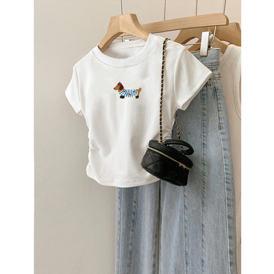 女童短款纯棉t恤短袖童装衣服