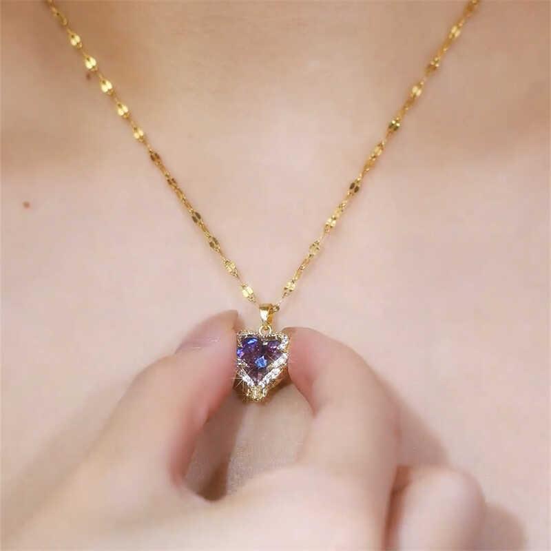 时尚简约爱心吊坠锁骨链轻奢气质不掉色项链女爆款高级感颈链配饰