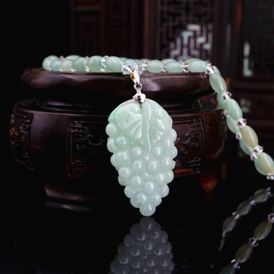 天然a货翡翠葡萄吊坠缅甸玉葡萄挂件玉石多子多福玉珠项链10603