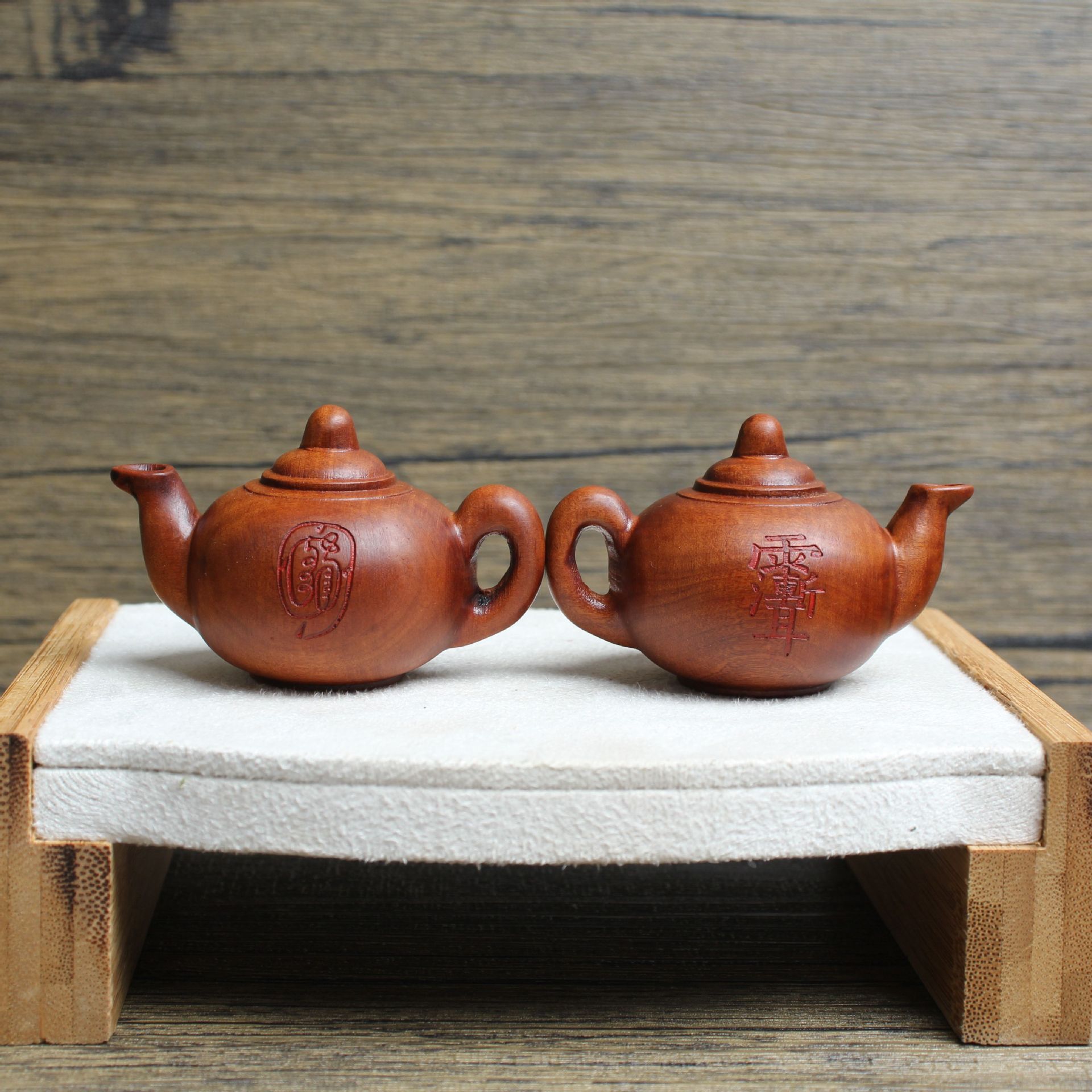 雷击枣木小茶壶把把壶雕刻金光紫薇吊坠挂件手把件桌面把玩钥匙扣