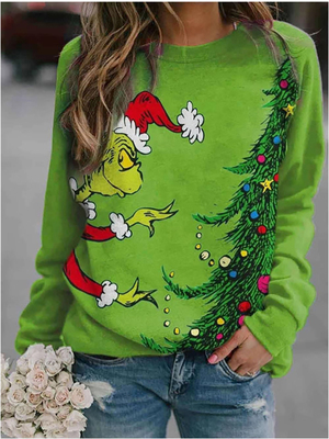 Fitshinling Funny Cut Christmas Sweatshirt Women Fashion New