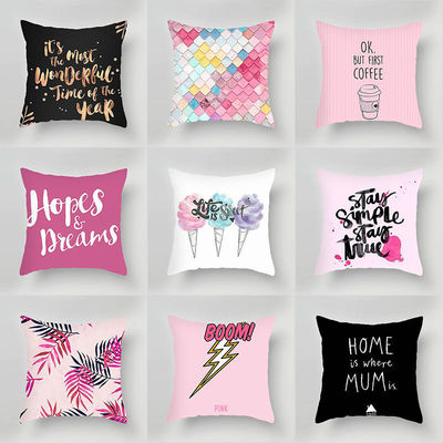 Modern Minimalist Cartoon Text Pink Girl Hug Pillowcase Sofa