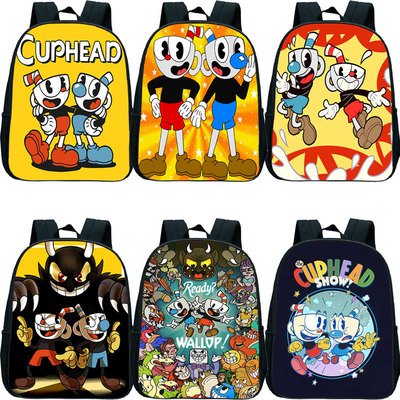 Funny Game Cuphead Mugman Backpack Kindergarten Bag Boys Gir