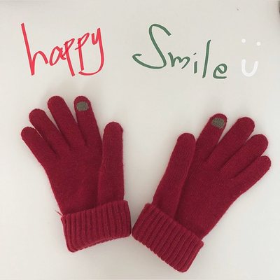 韩国分指手套时尚羊毛女士