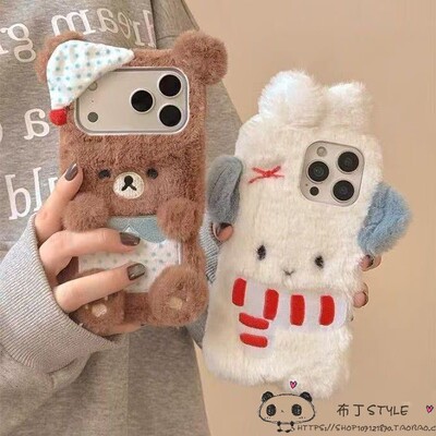 毛绒小熊neo11秋iqoo15pro手机壳z10utlra爱酷9x/8冬7se可爱6turbo/13+兔子s12女vivo t4/y52s/y78v5t3/y36i