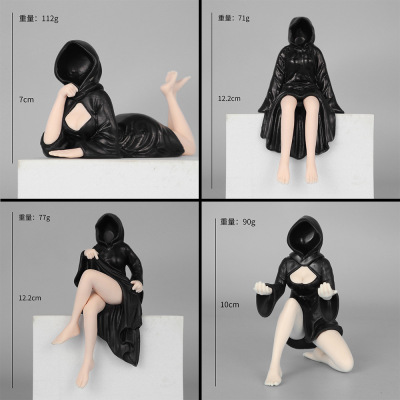 跨境mysterious  statue克苏鲁暗黑女王女巫幽灵黑袍蒙面桌面摆件