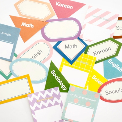 韩国进口pinkfoot 学科标签装饰贴纸套装 subject label sticker