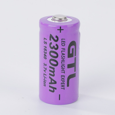 外贸GTL16340锂电池3.7V大容量2300mah强光手电筒电池锂电池体重