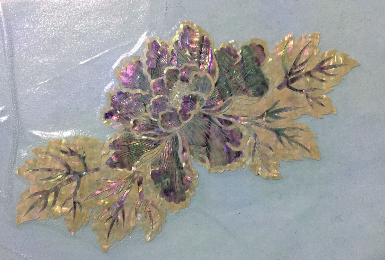 厂家直销漆器漆画螺钿图案 图案定制 首饰盒螺钿镶嵌贝壳贴花