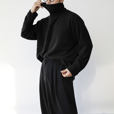 韩国代购可翻高领厚实落肩毛衣