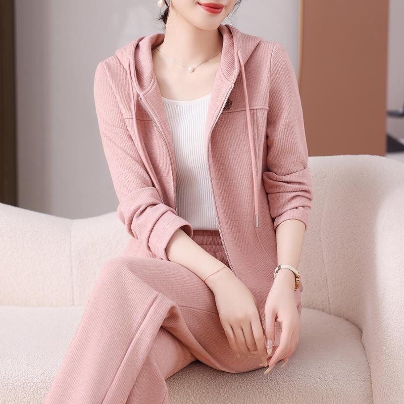 休闲女个运动套装秋时尚连帽开衫1-2527小子气质显瘦跑步春服卫衣