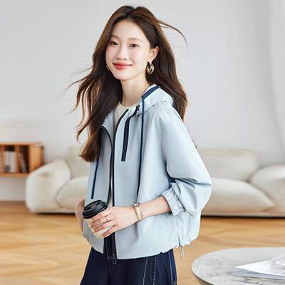 双拉链设拼色帽冲锋衣2025秋新款时尚休闲抽连外绳计感套MMZ68875