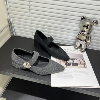 法式复古仙女风毛毛面单鞋