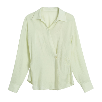 天谜收腰简约舒适一粒扣系带衬衫