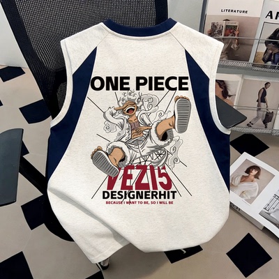 拼接色纯棉背心男女夏新款